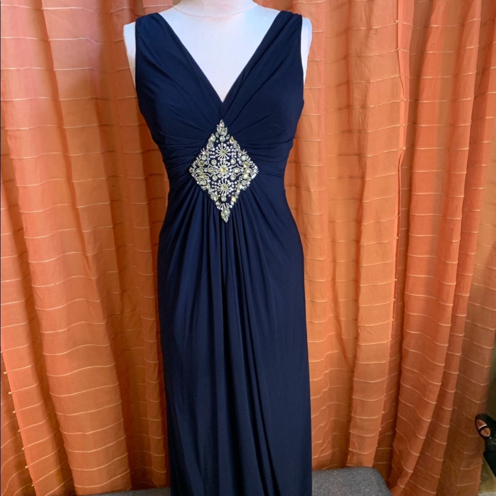 Js Boutique Navy Prom Tank Bodycon Stretch Maxi Dress… - Gem